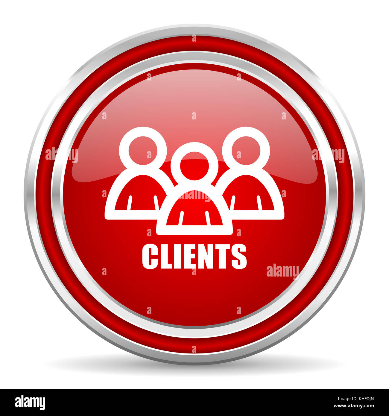 Clients red silver metallic chrome border web and mobile phone icon on ...