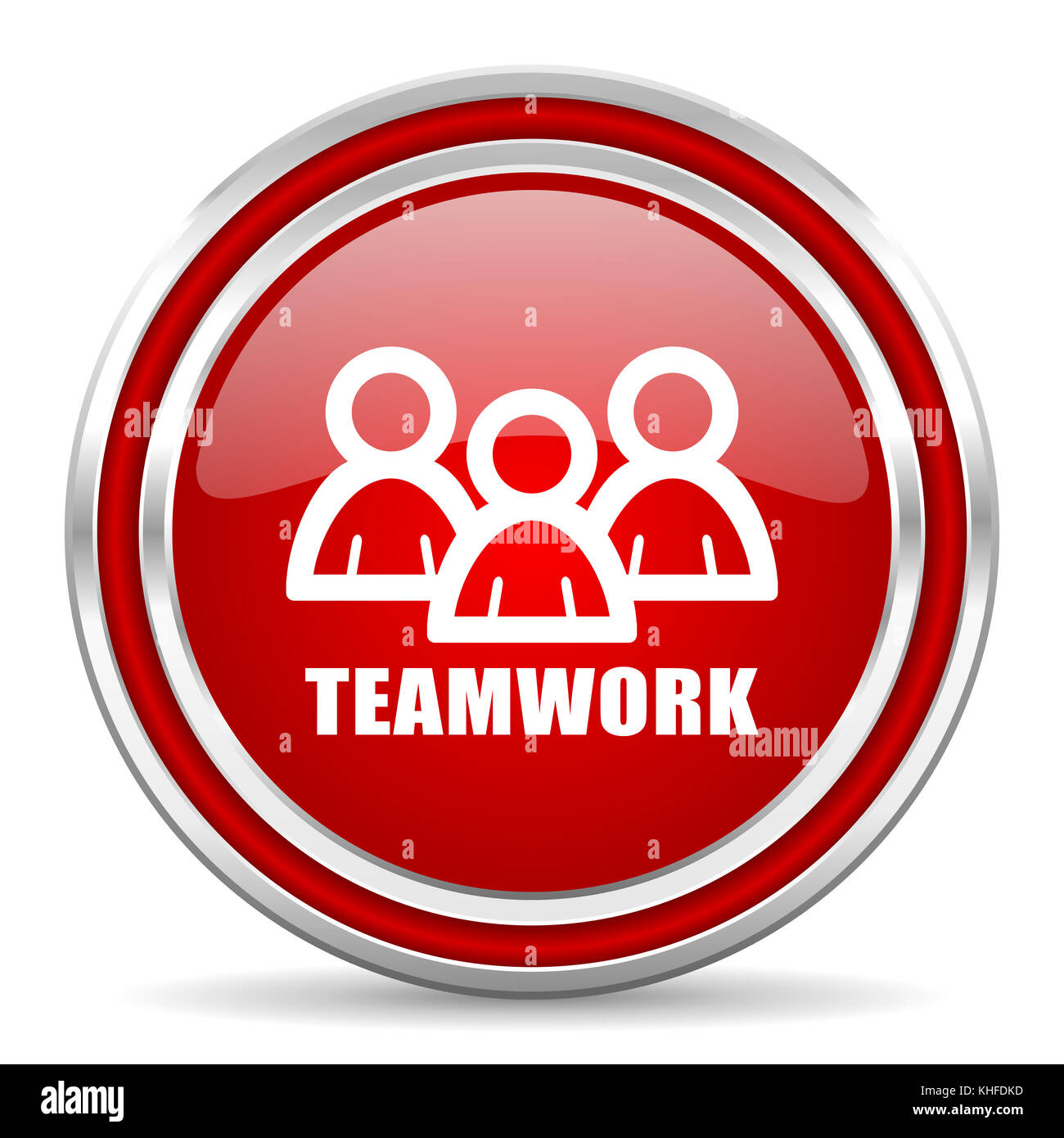 Teamwork red silver metallic chrome border web and mobile phone icon on ...