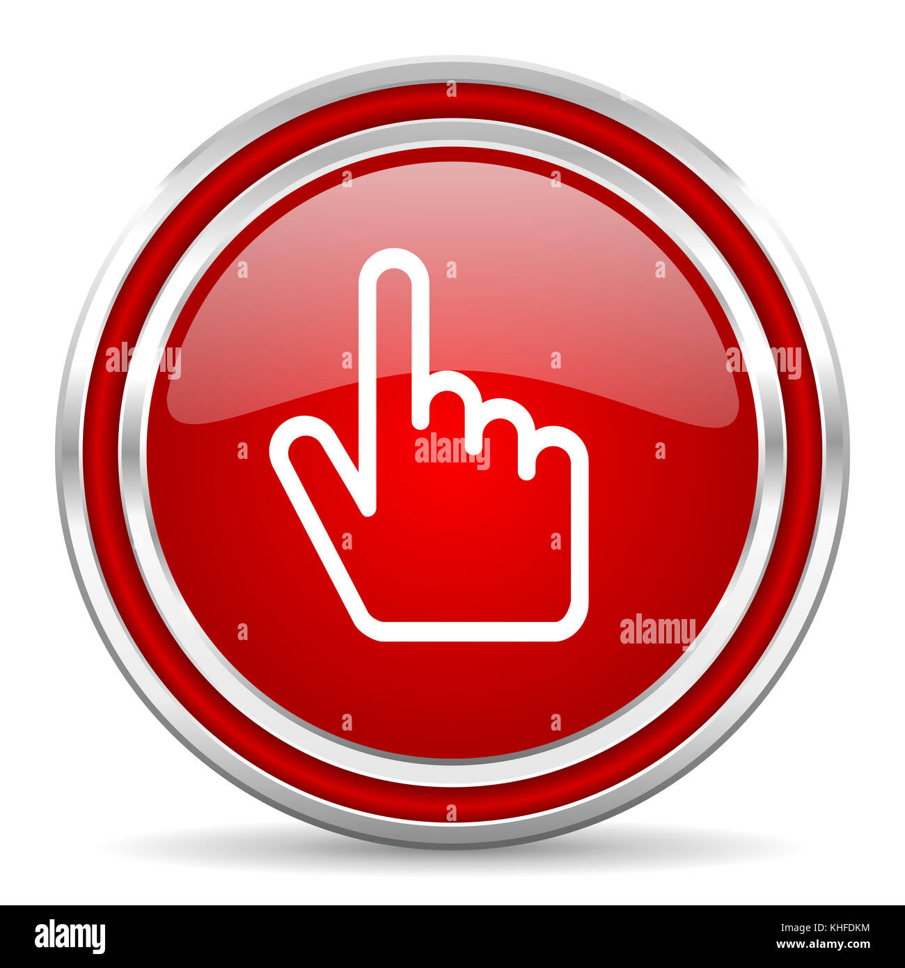 Cursor hand red silver metallic chrome border web and mobile phone icon ...