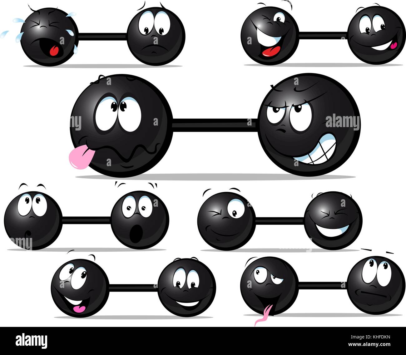 Funny Dumbbell with cute face cartoon - Vector illustration Stock ...