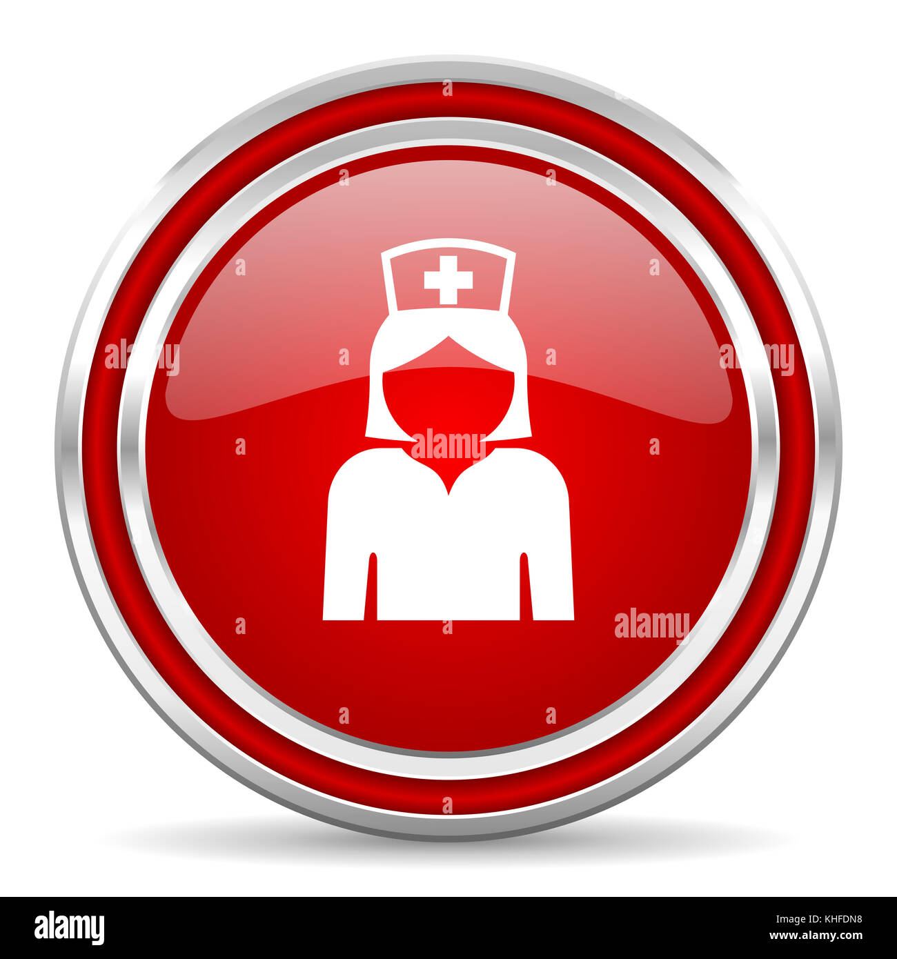 Nurse red silver metallic chrome border web and mobile phone icon on ...