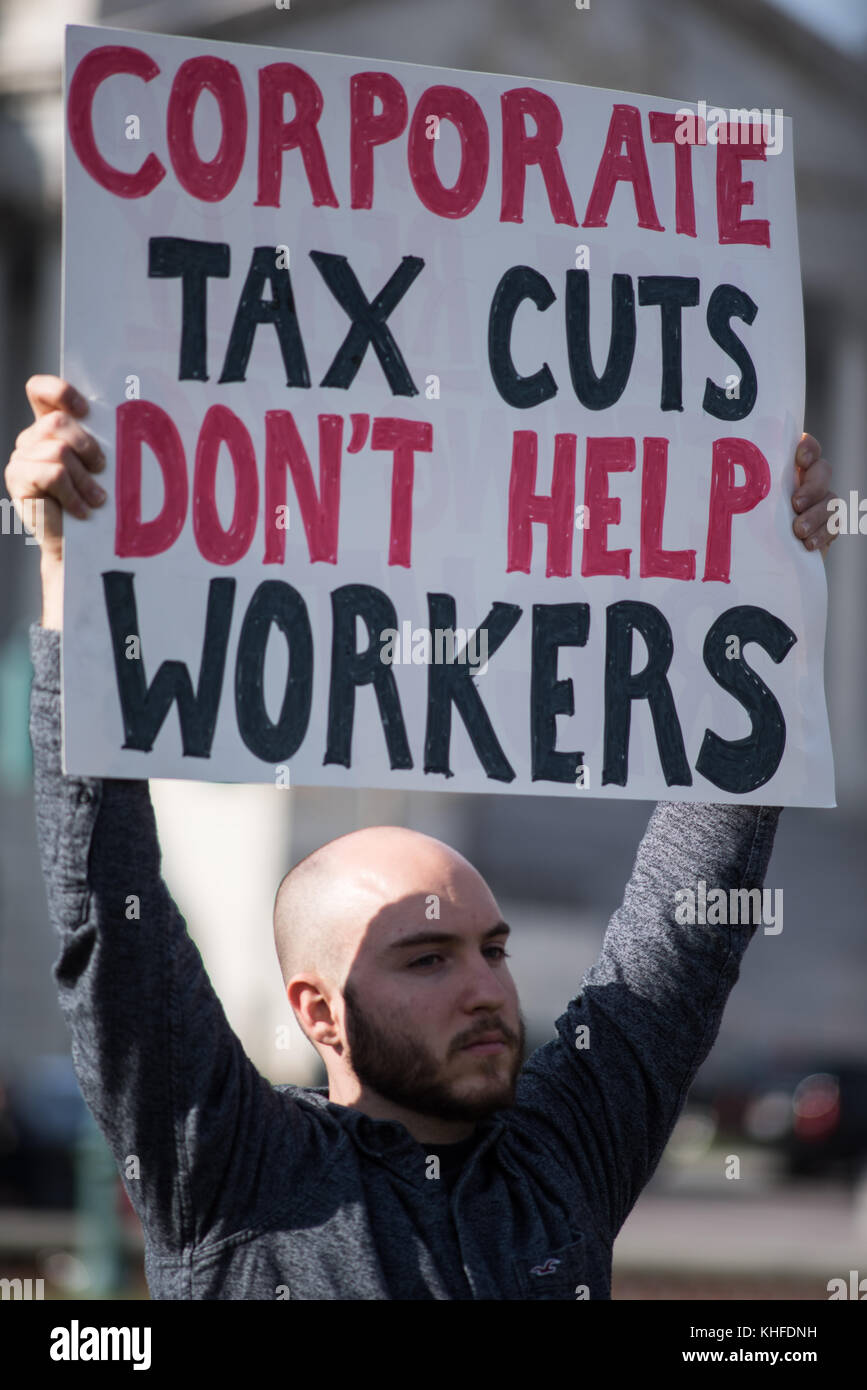 Political sign at protest against GOP tax plan Stock Photo - Alamy