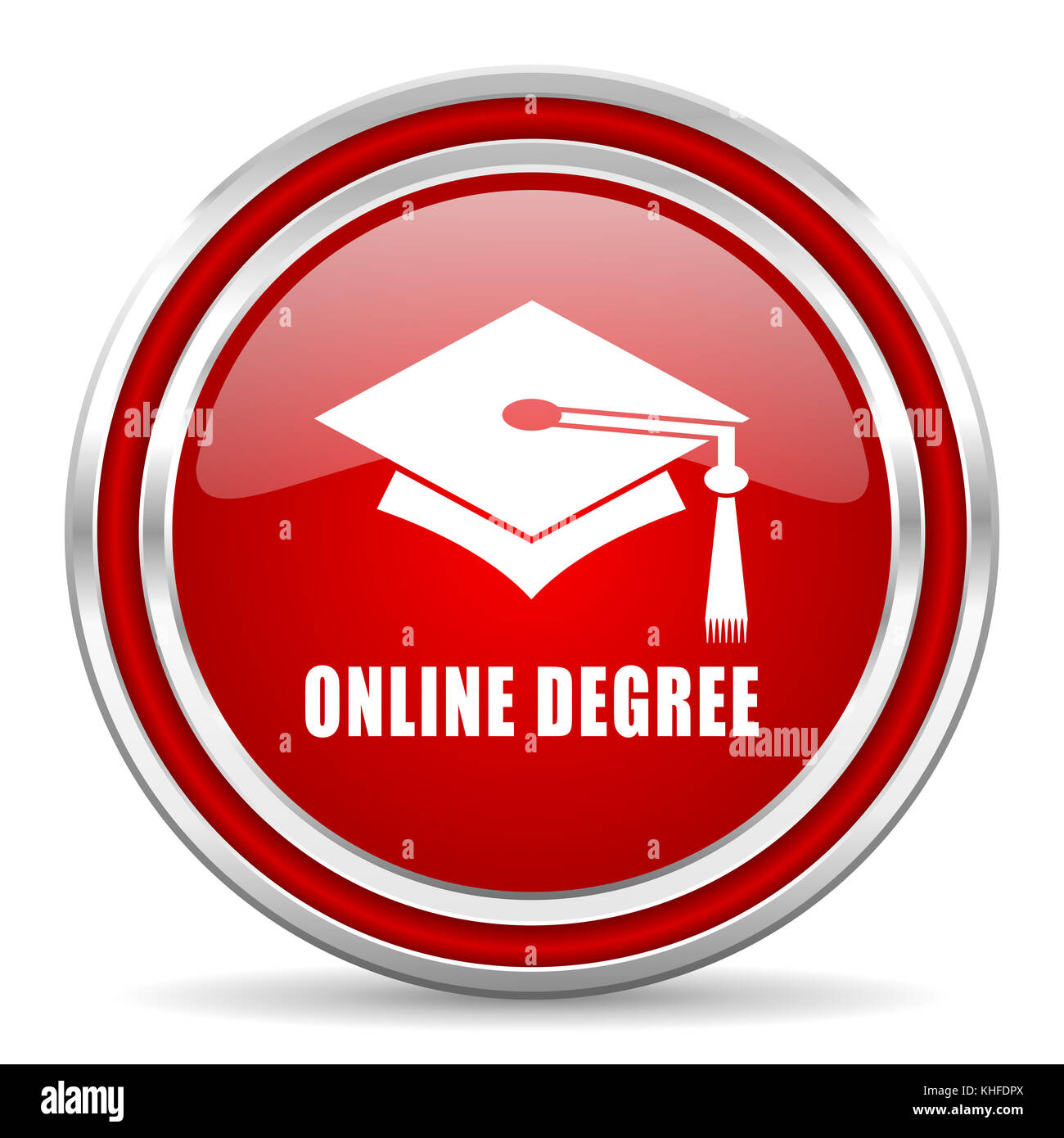 Online degree red silver metallic chrome border web and mobile phone ...