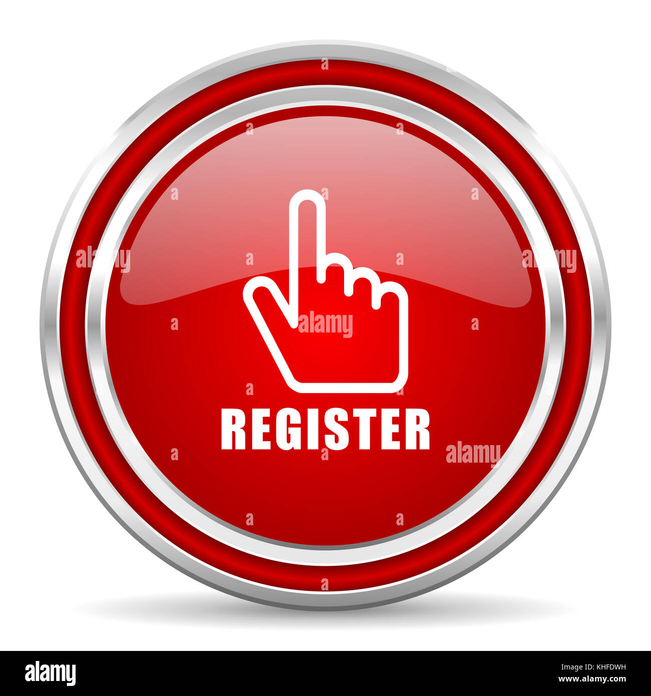 Register red silver metallic chrome border web and mobile phone icon on ...