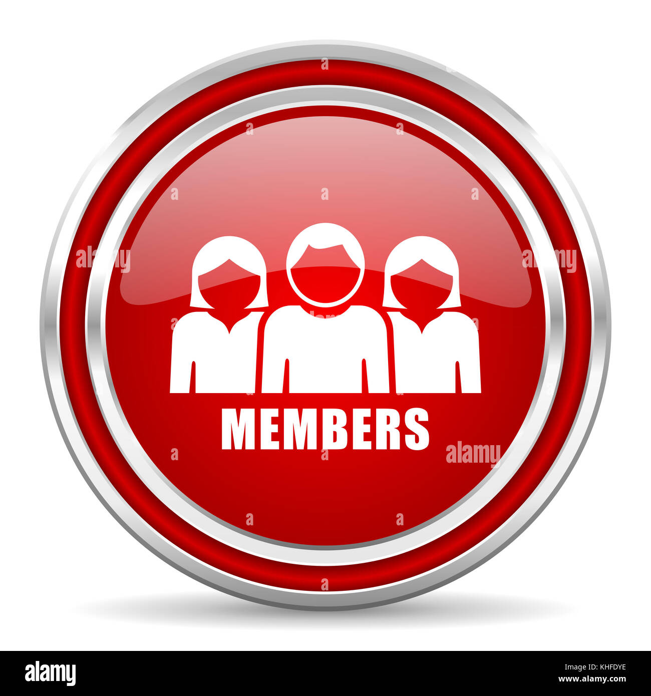 Members red silver metallic chrome border web and mobile phone icon on ...