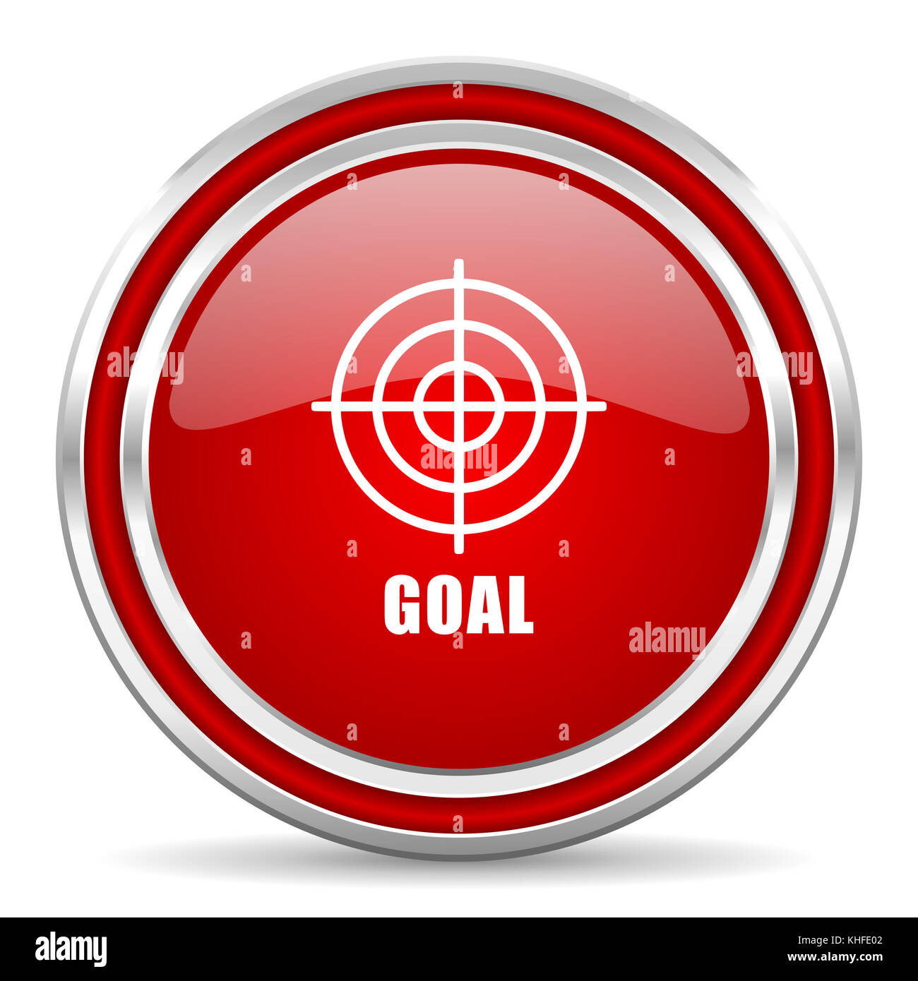 Goal red silver metallic chrome border web and mobile phone icon on ...