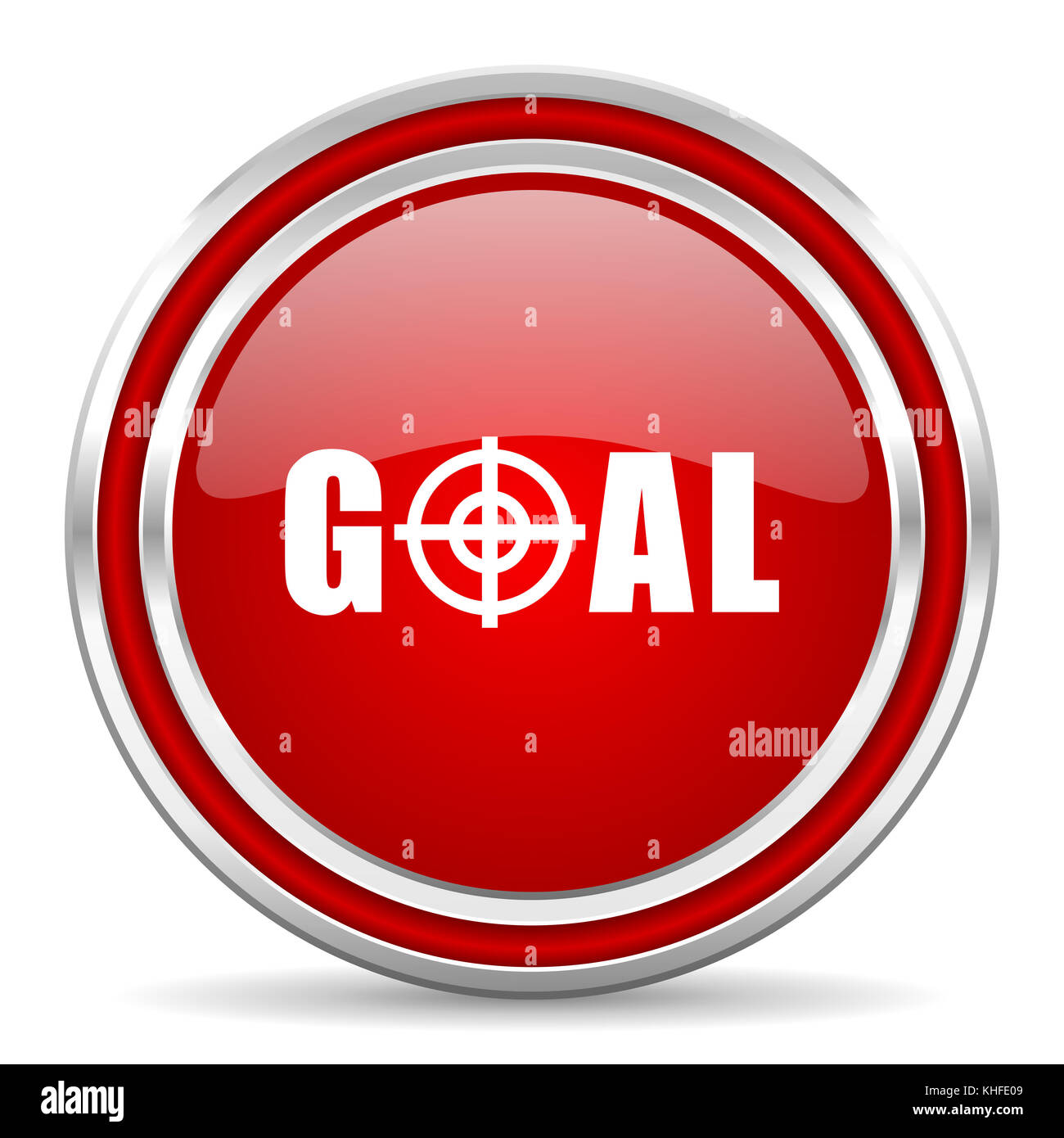 Goal red silver metallic chrome border web and mobile phone icon on ...