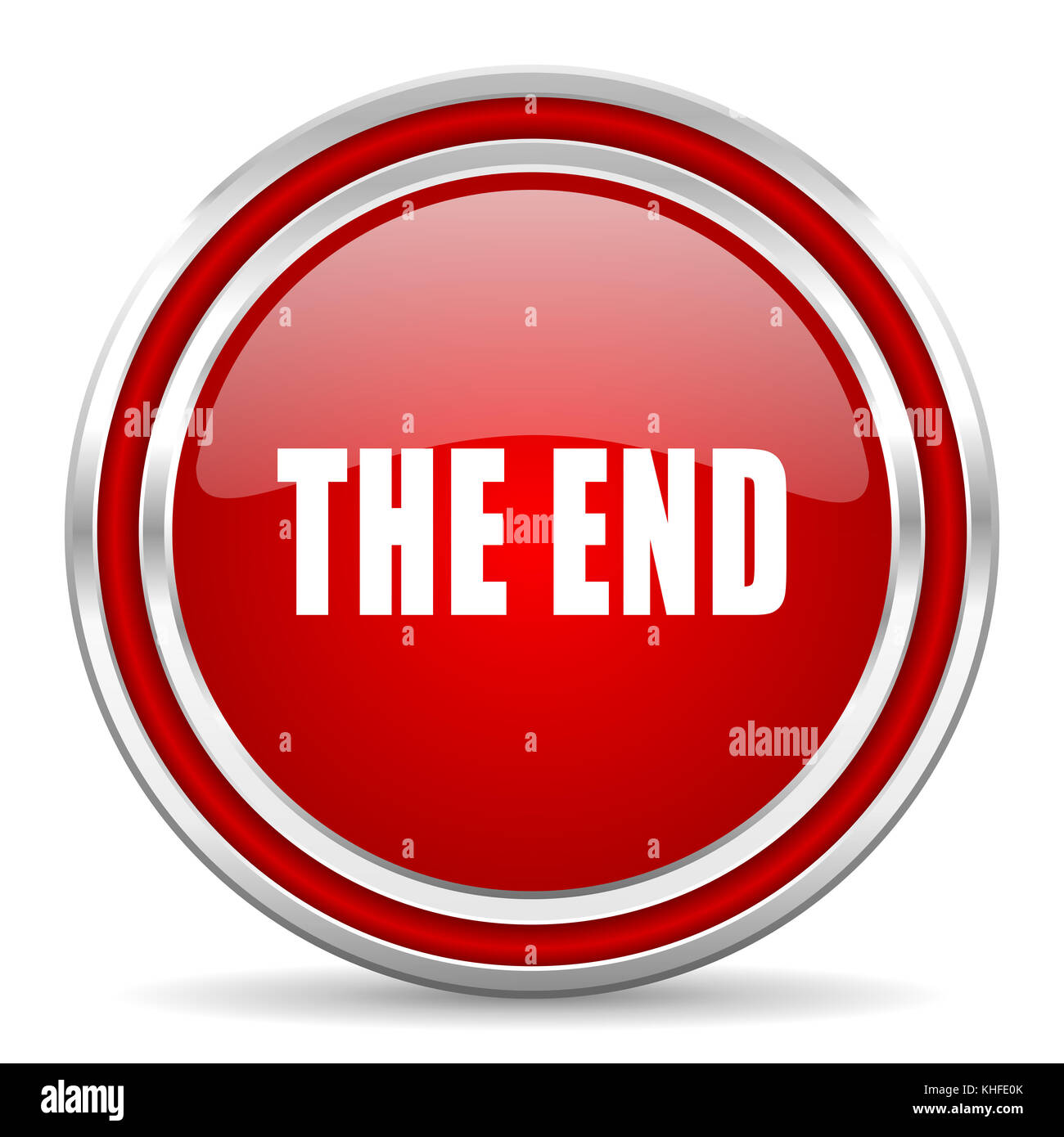 The end red silver metallic chrome border web and mobile phone icon on ...