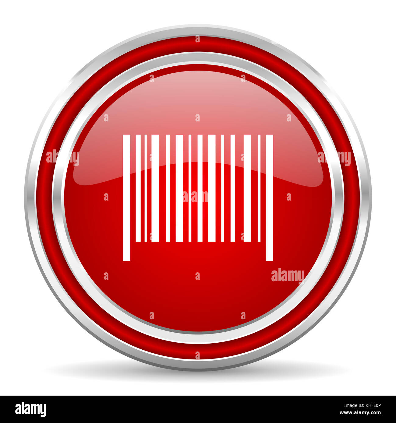 Barcode red silver metallic chrome border web and mobile phone icon on ...