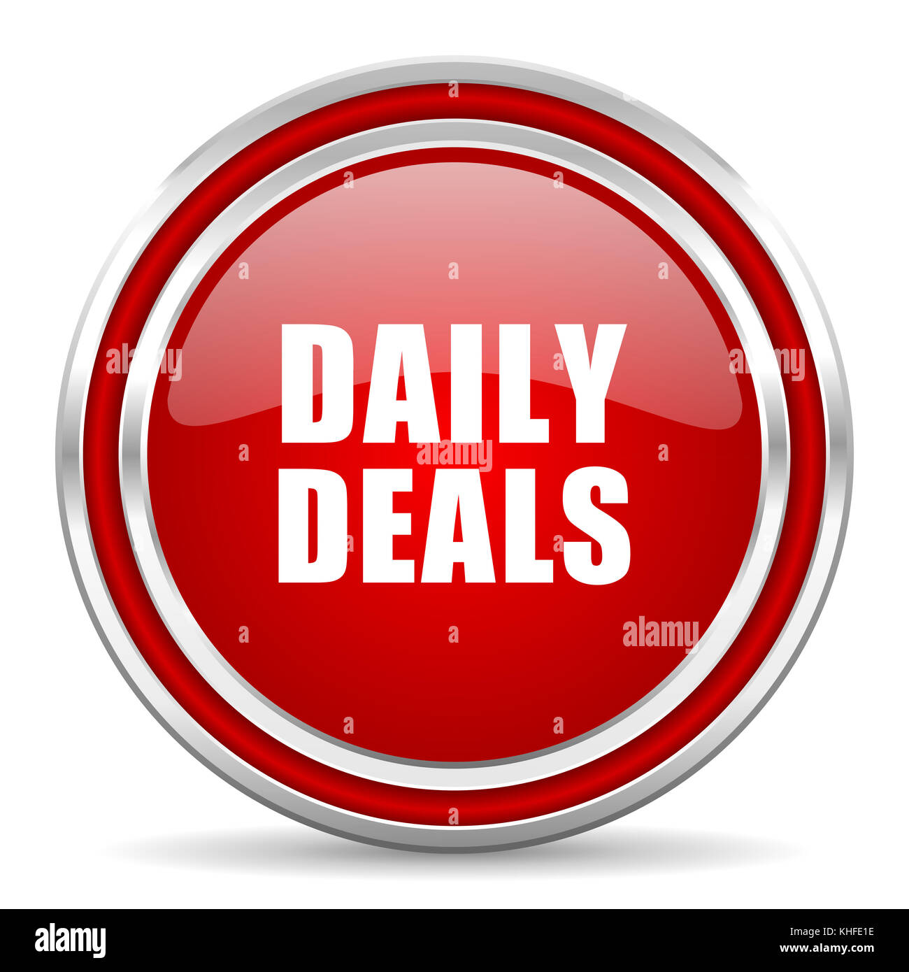 Daily deal red silver metallic chrome border web and mobile phone icon ...