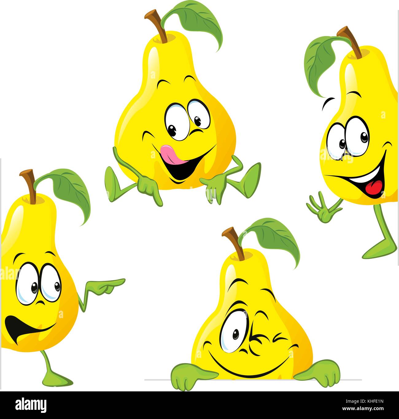 pear cartoon peeking out isolated on white background Stock Vector ...