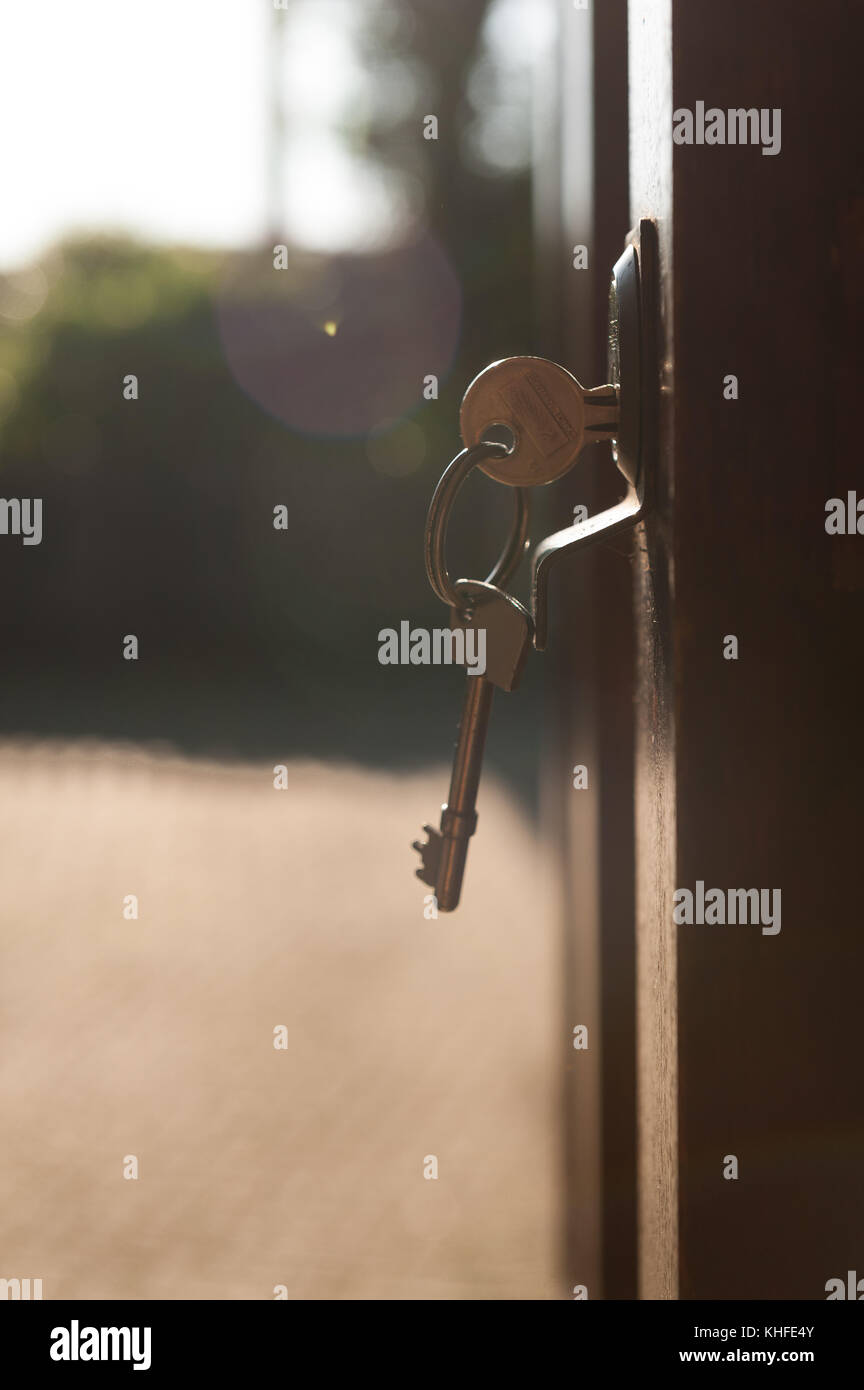 Keys left in front door left wide open tempting risk for burglary or ...
