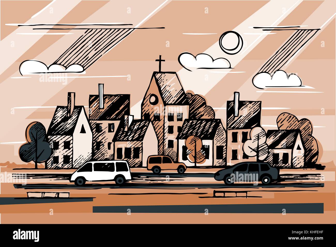 Ink urban sketch Stock Vector Image & Art - Alamy