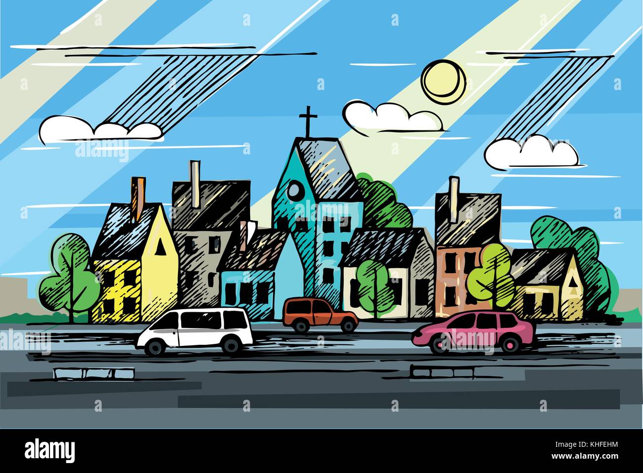 colore ink urban sketch Stock Vector Image & Art - Alamy