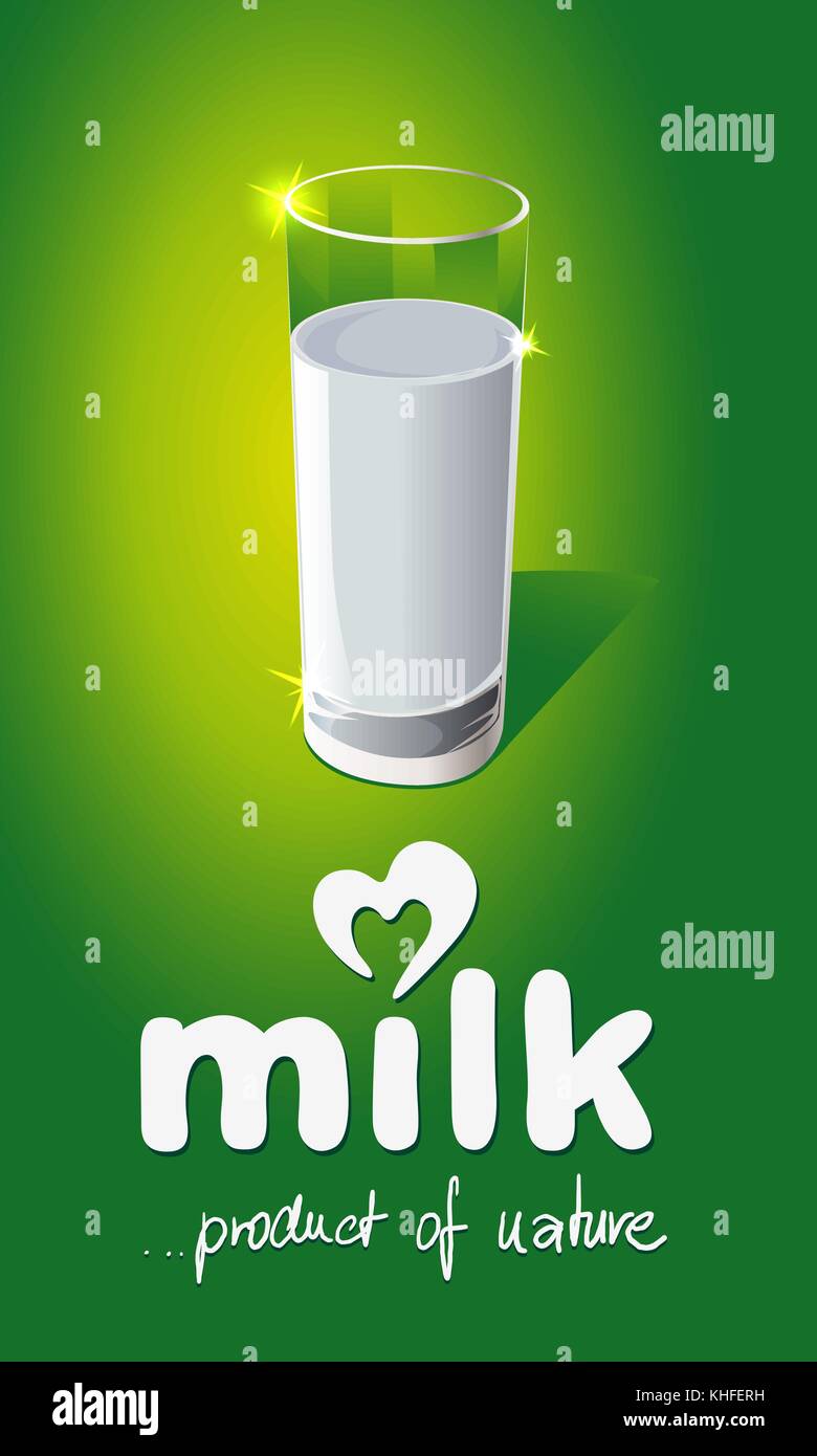 Milk design with glass on green background - vector illustration Stock ...