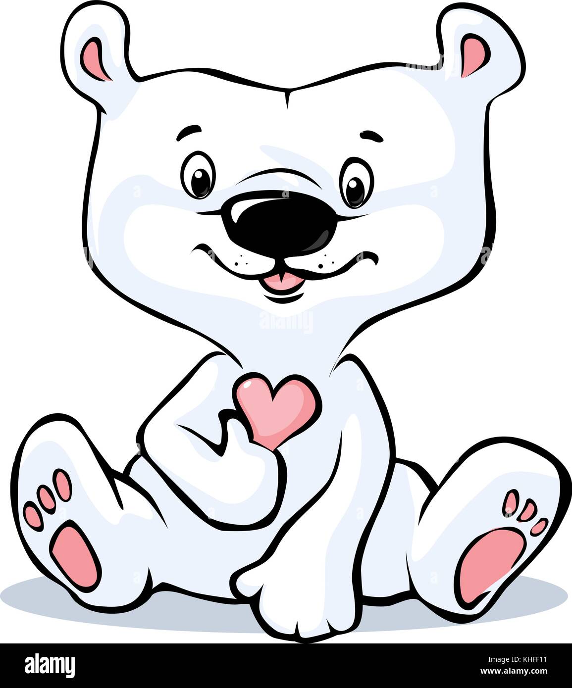 Cute Polar Bear hold heart sitting isolated on white background ...