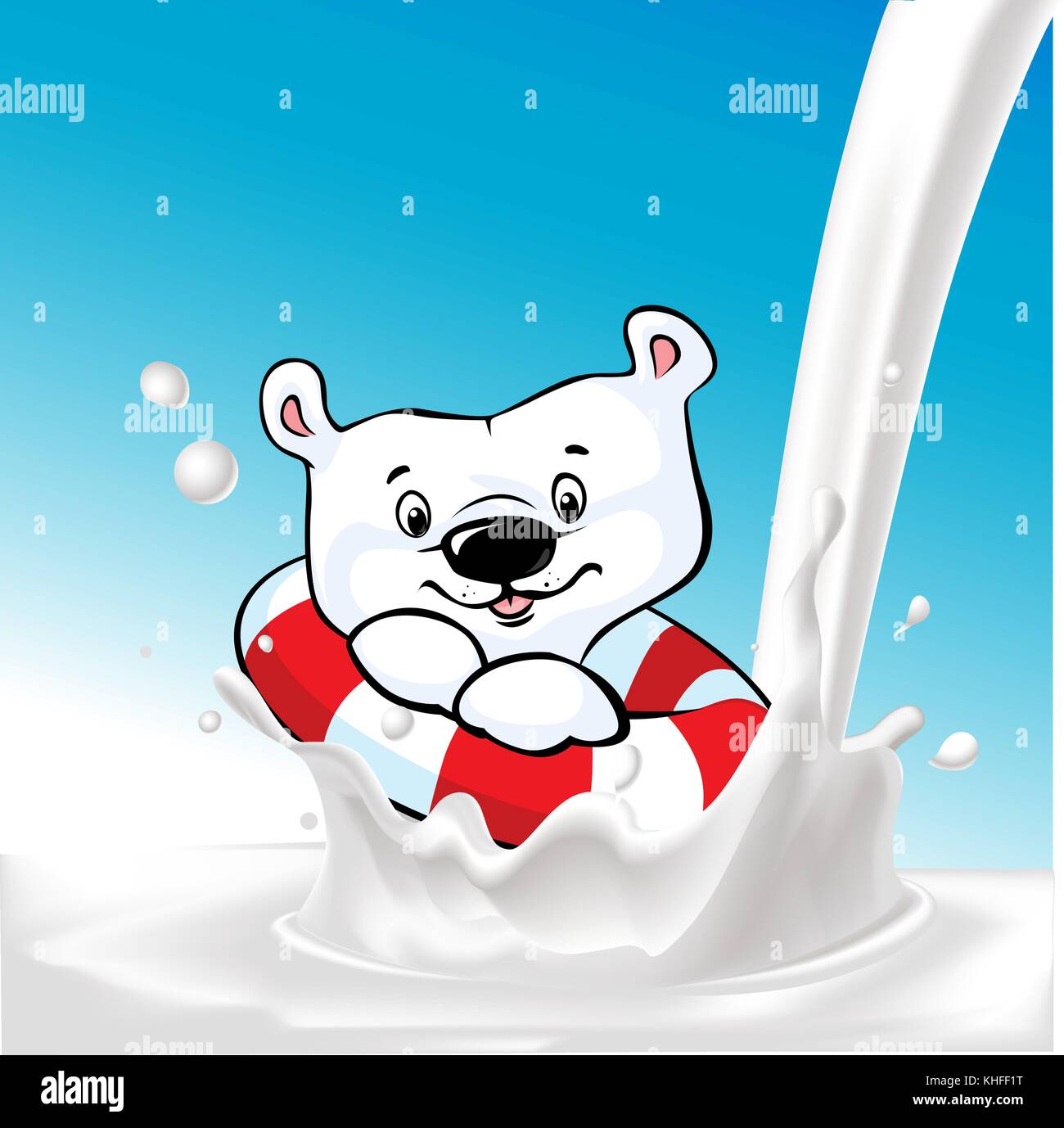 cute ice bear swim on milk splash - vector illustration Stock Vector ...