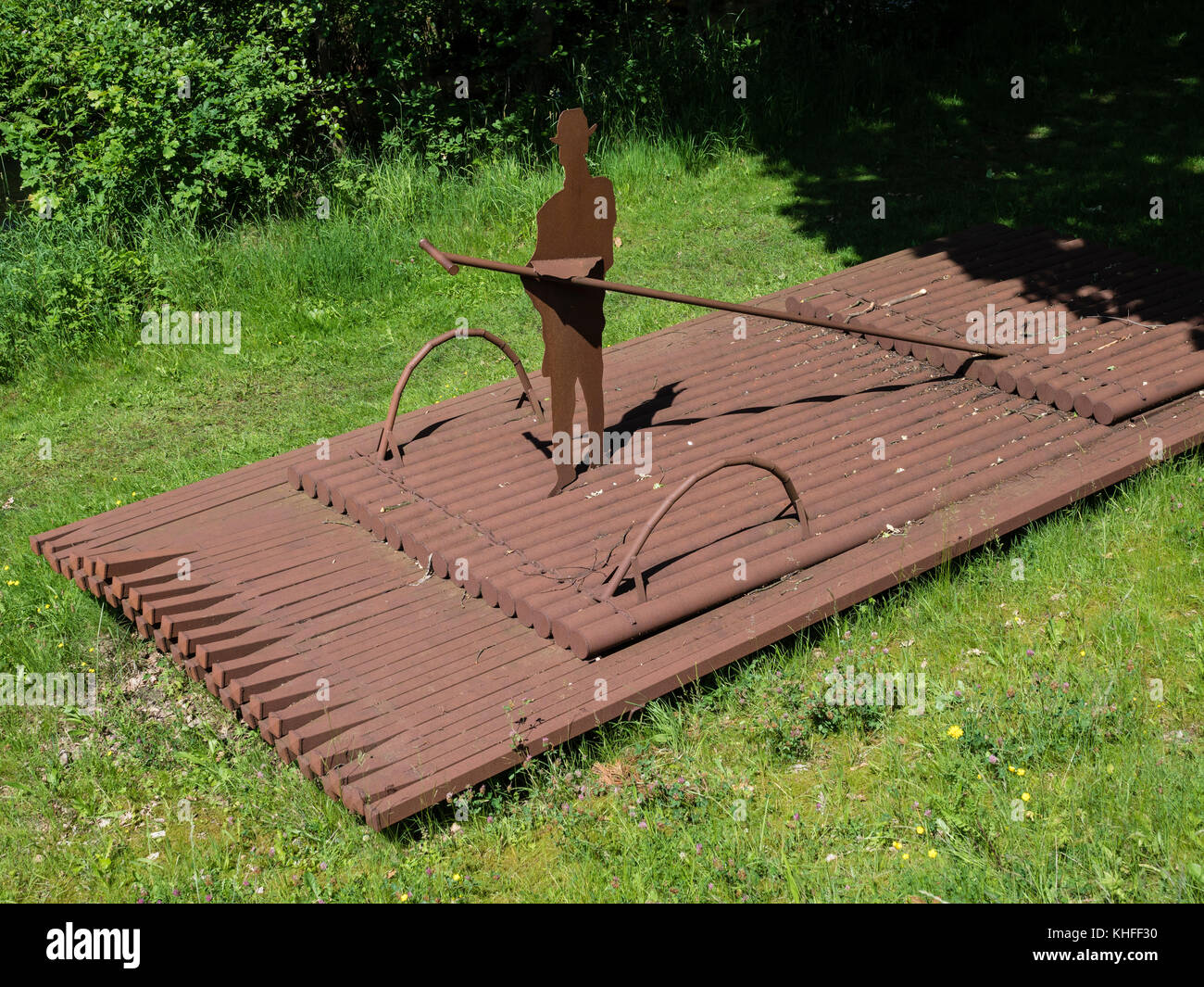 Rafting sculpture made of steel, memory of historical rafting done on ...