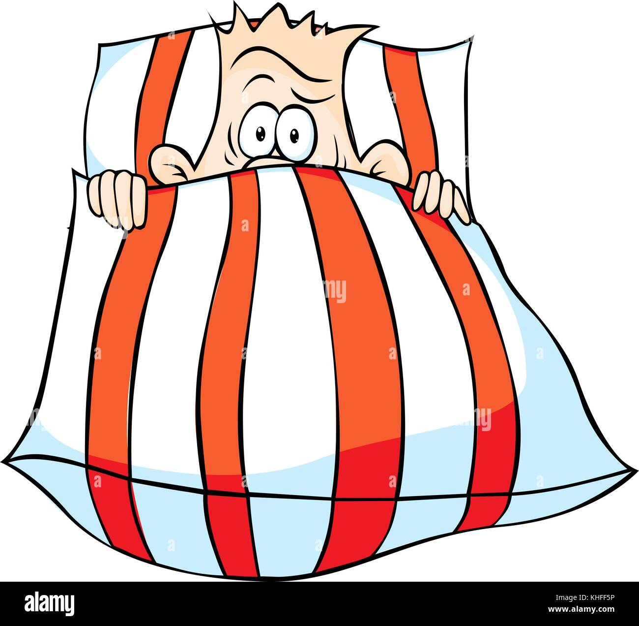 Man under a feather bed - funny vector illustration Stock Vector Image ...