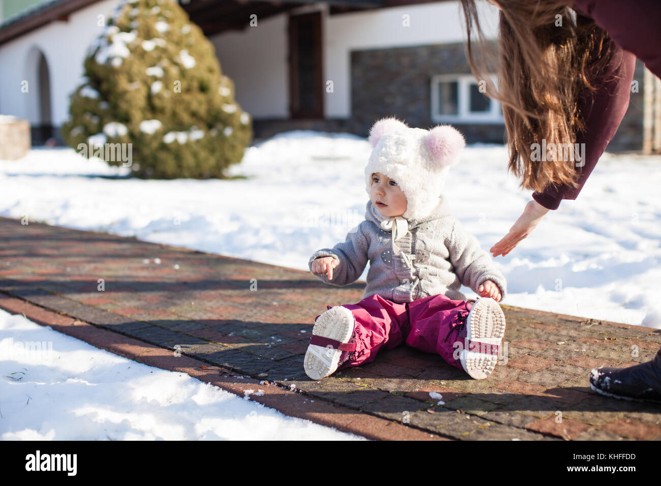 Winter walking of baby Stock Photo - Alamy