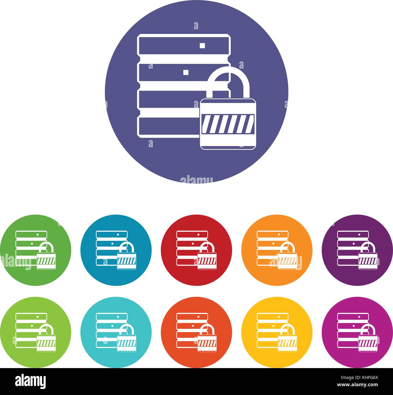 Database with padlock set icons Stock Vector Image & Art - Alamy
