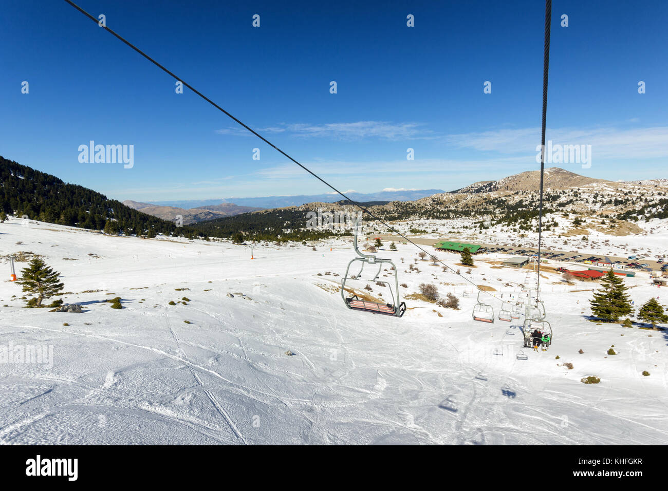 ski lift on the slope of a big ski resort Stock Photo - Alamy