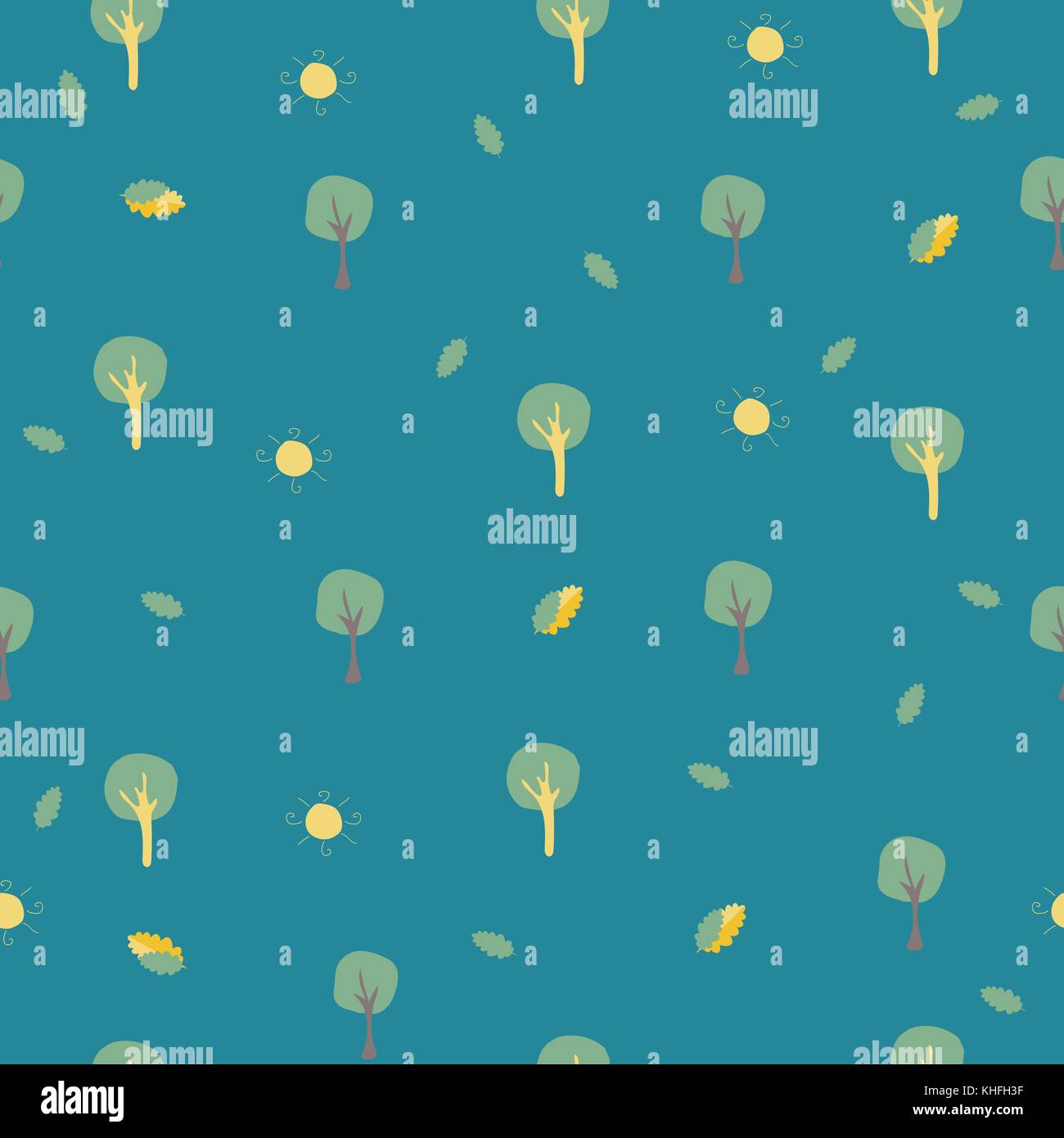 Childish Design with small trees on colorful background. Vector ...