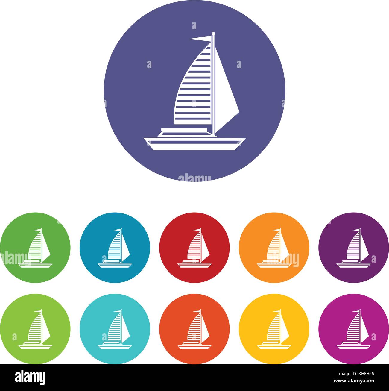 Yacht with sails set icons Stock Vector Image & Art - Alamy