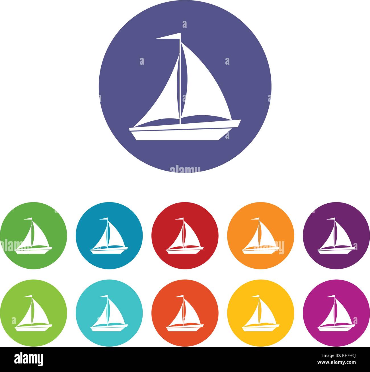 Boat with sails set icons Stock Vector Image & Art - Alamy