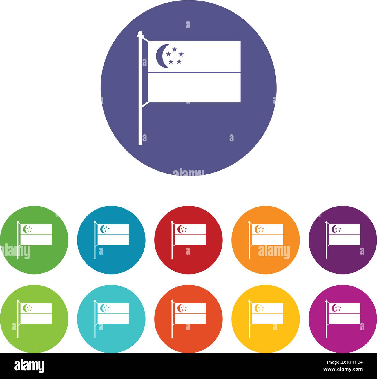 Flag of Singapore set icons Stock Vector Image & Art - Alamy