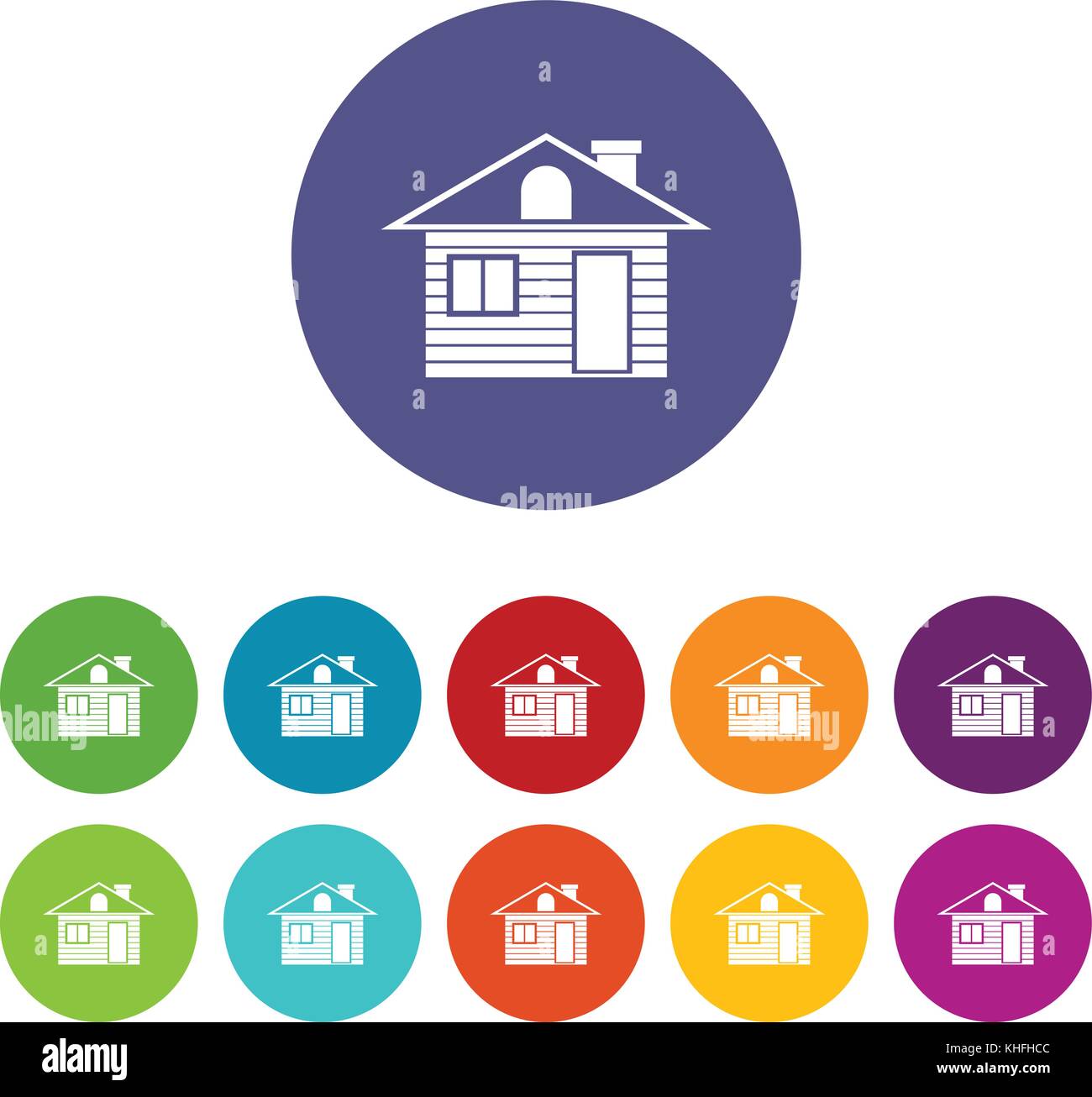 Wooden log house set icons Stock Vector Image & Art - Alamy