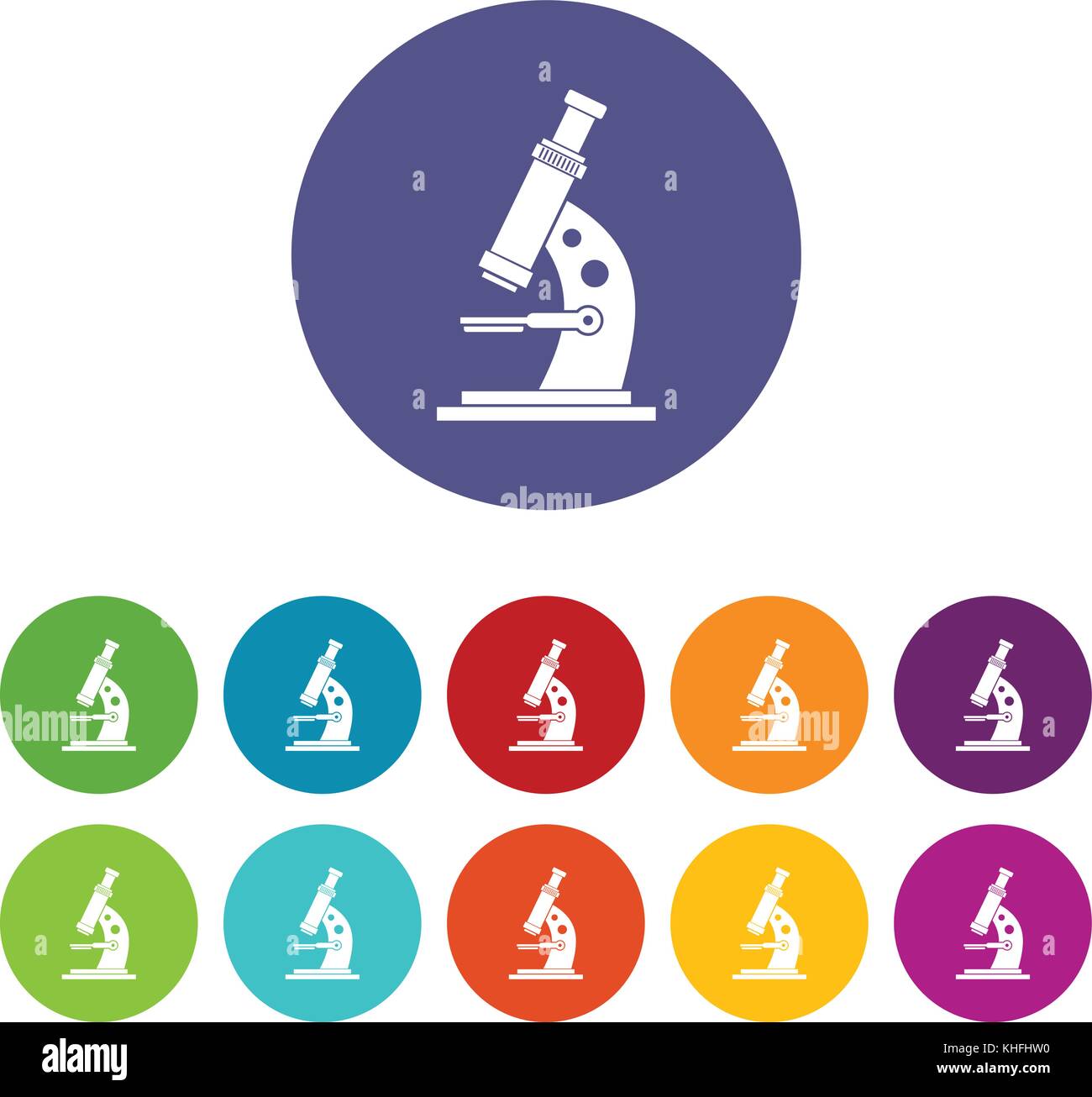 Microscope set icons in different colors isolated on white background ...