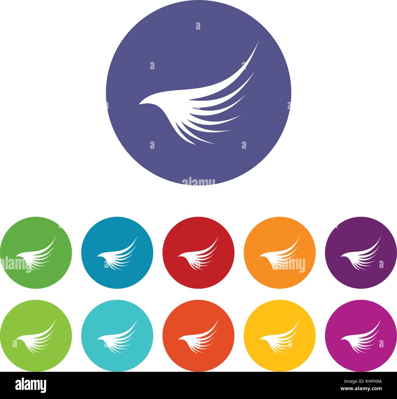 Wing set icons in different colors isolated on white background Stock ...