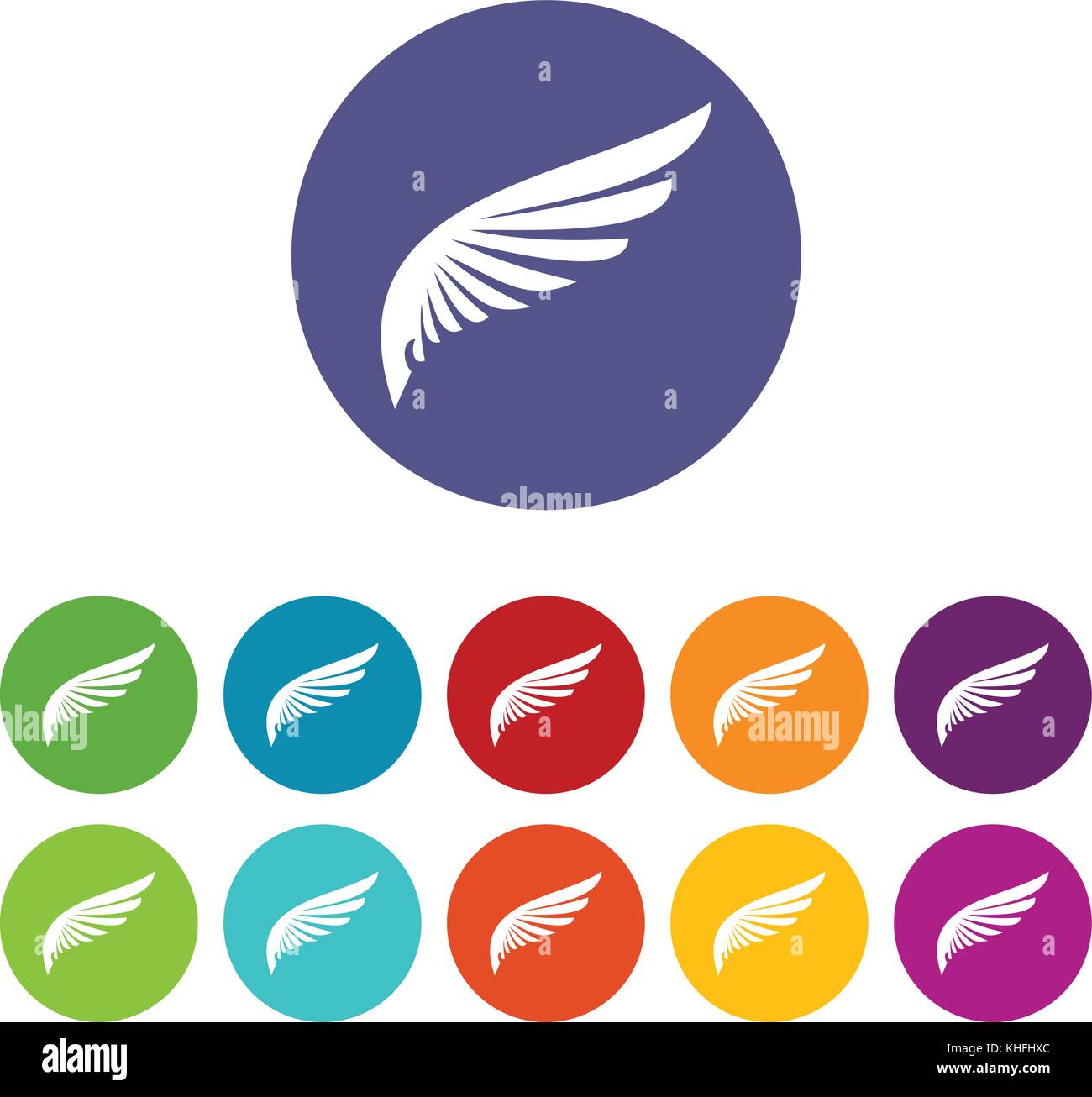 Wing set icons in different colors isolated on white background Stock ...