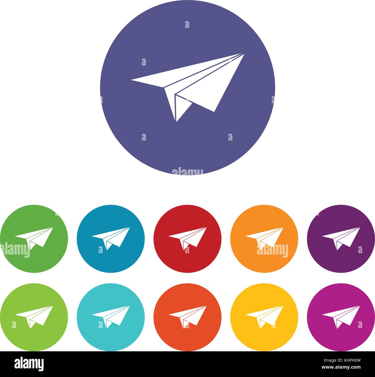 Paper plane set icons in different colors isolated on white background ...
