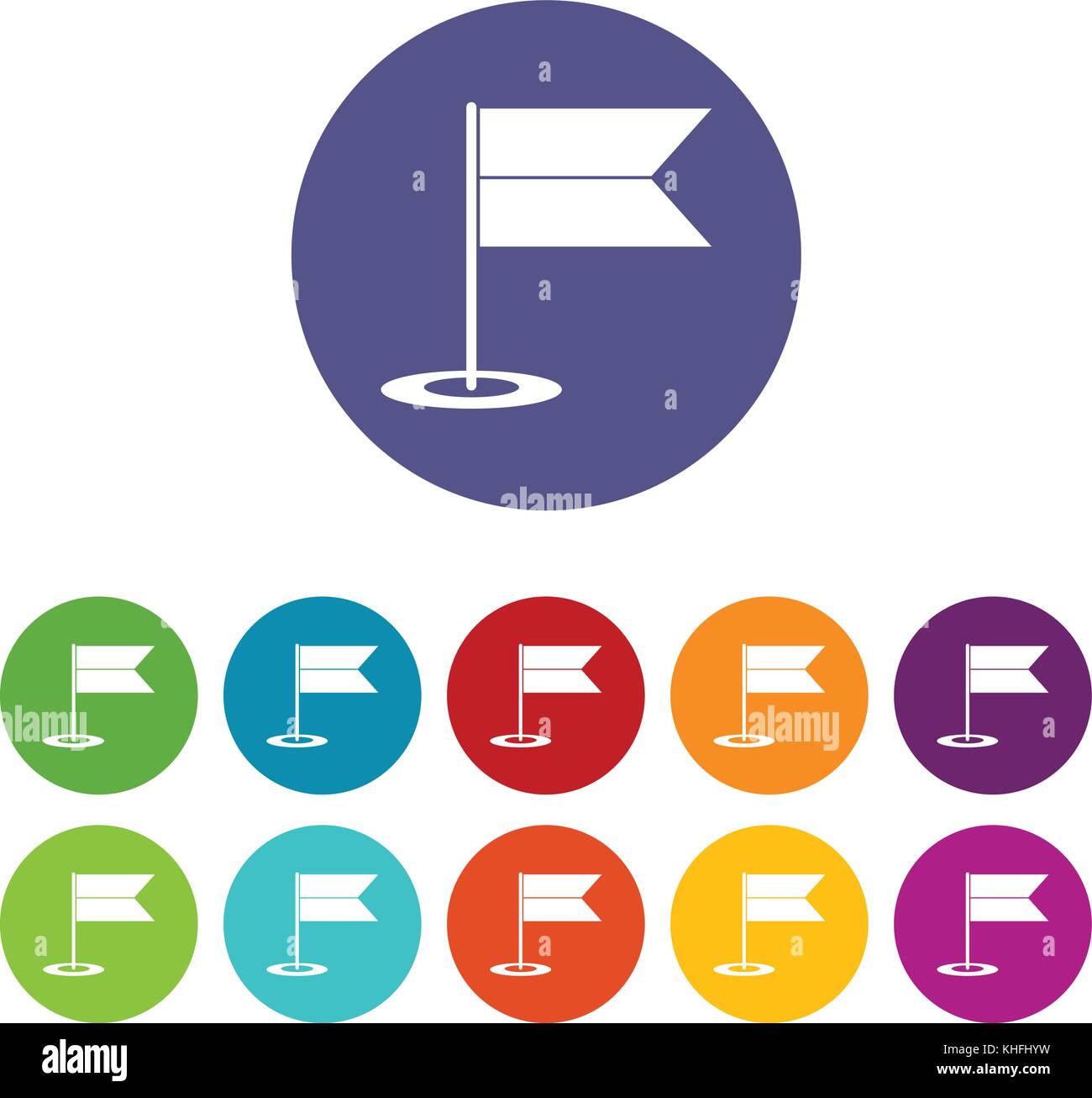 Locator flag set icons in different colors isolated on white background ...