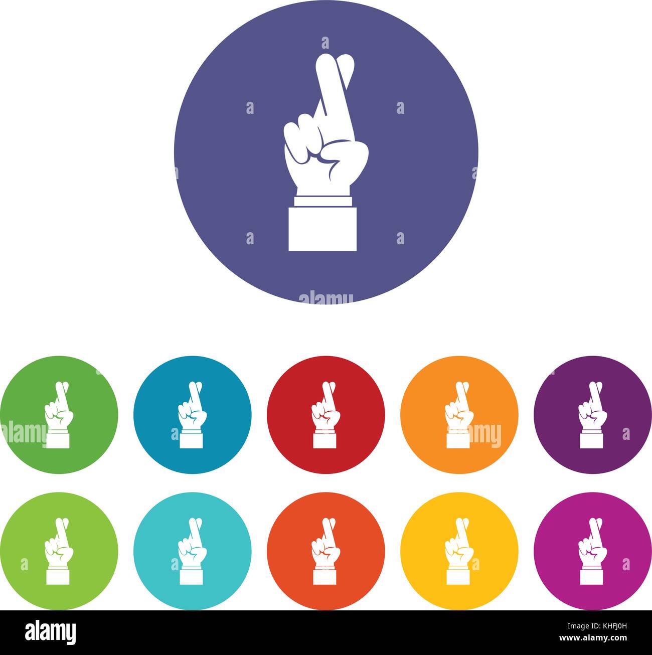 Fingers crossed set icons in different colors isolated on white ...