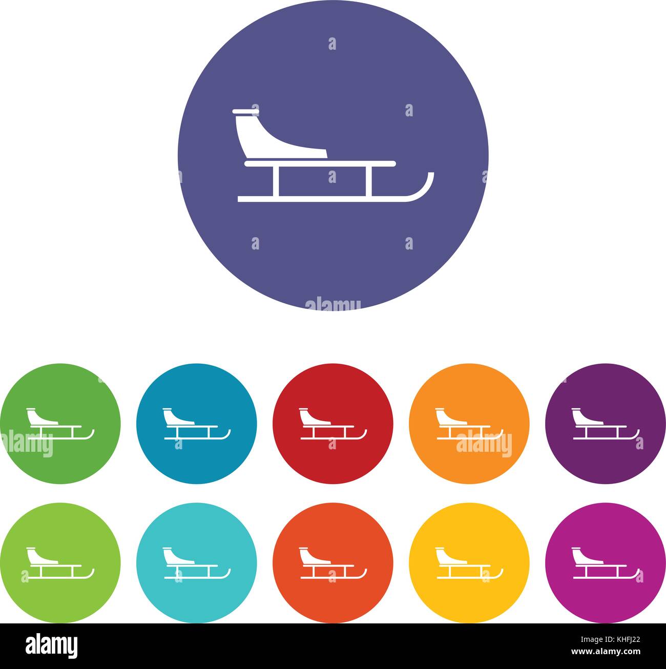 Sled set icons in different colors isolated on white background Stock ...