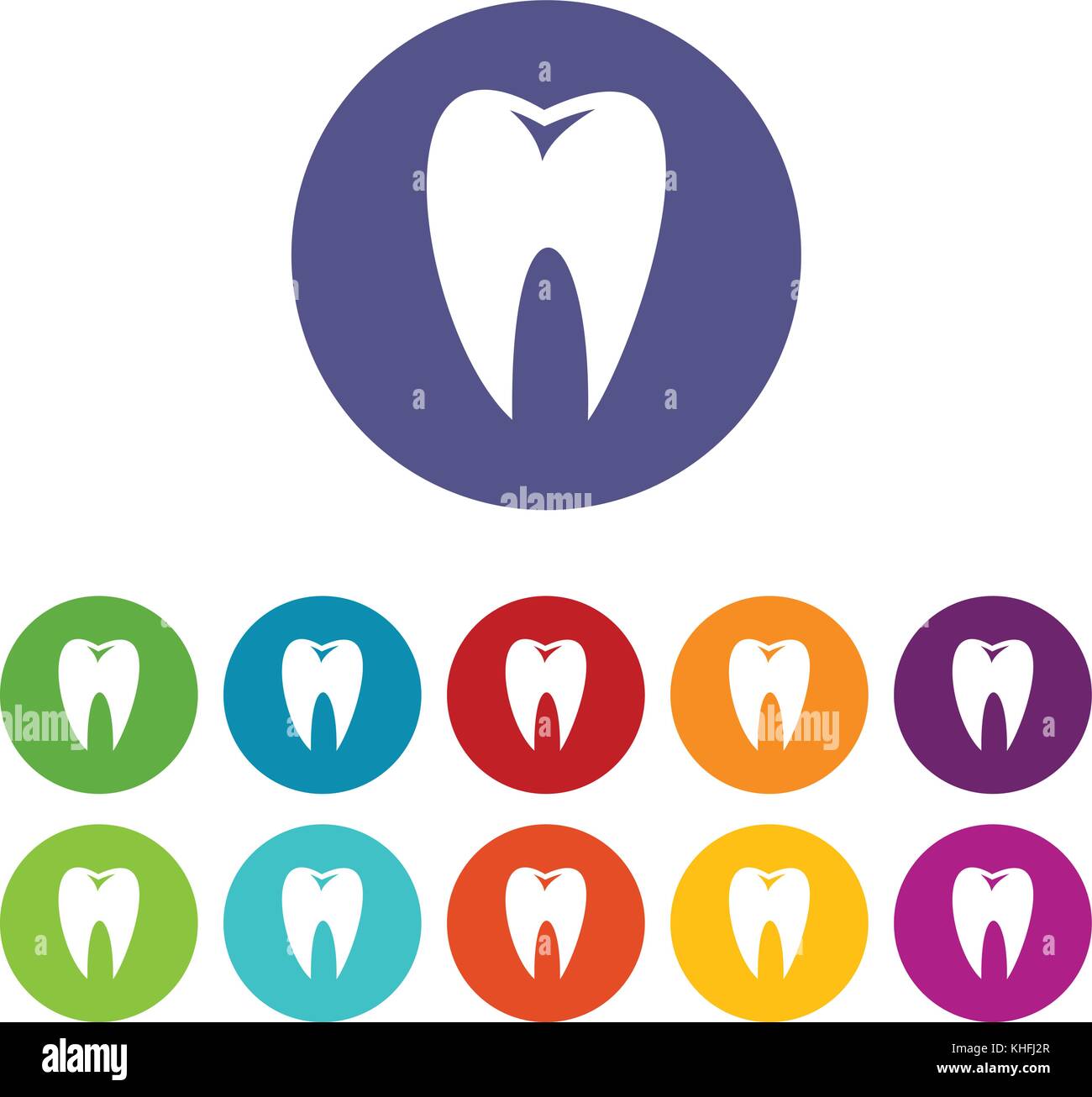 Tooth set icons in different colors isolated on white background Stock ...