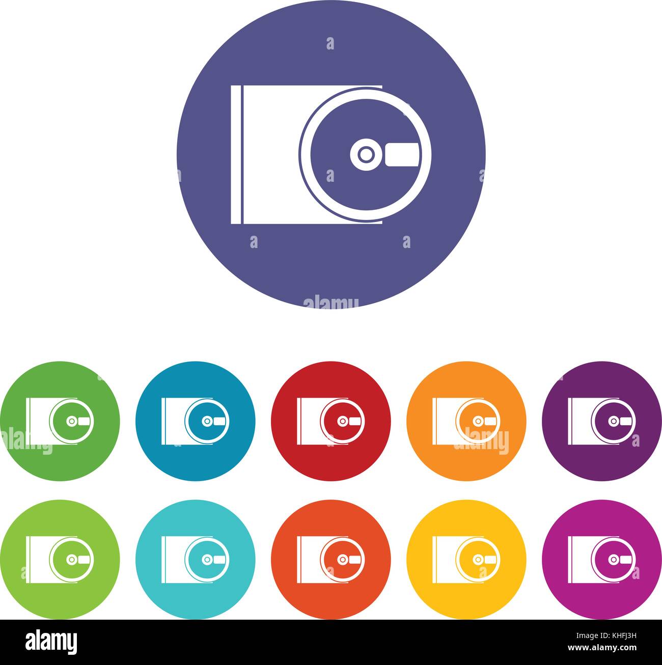 DVD drive open set icons in different colors isolated on white ...