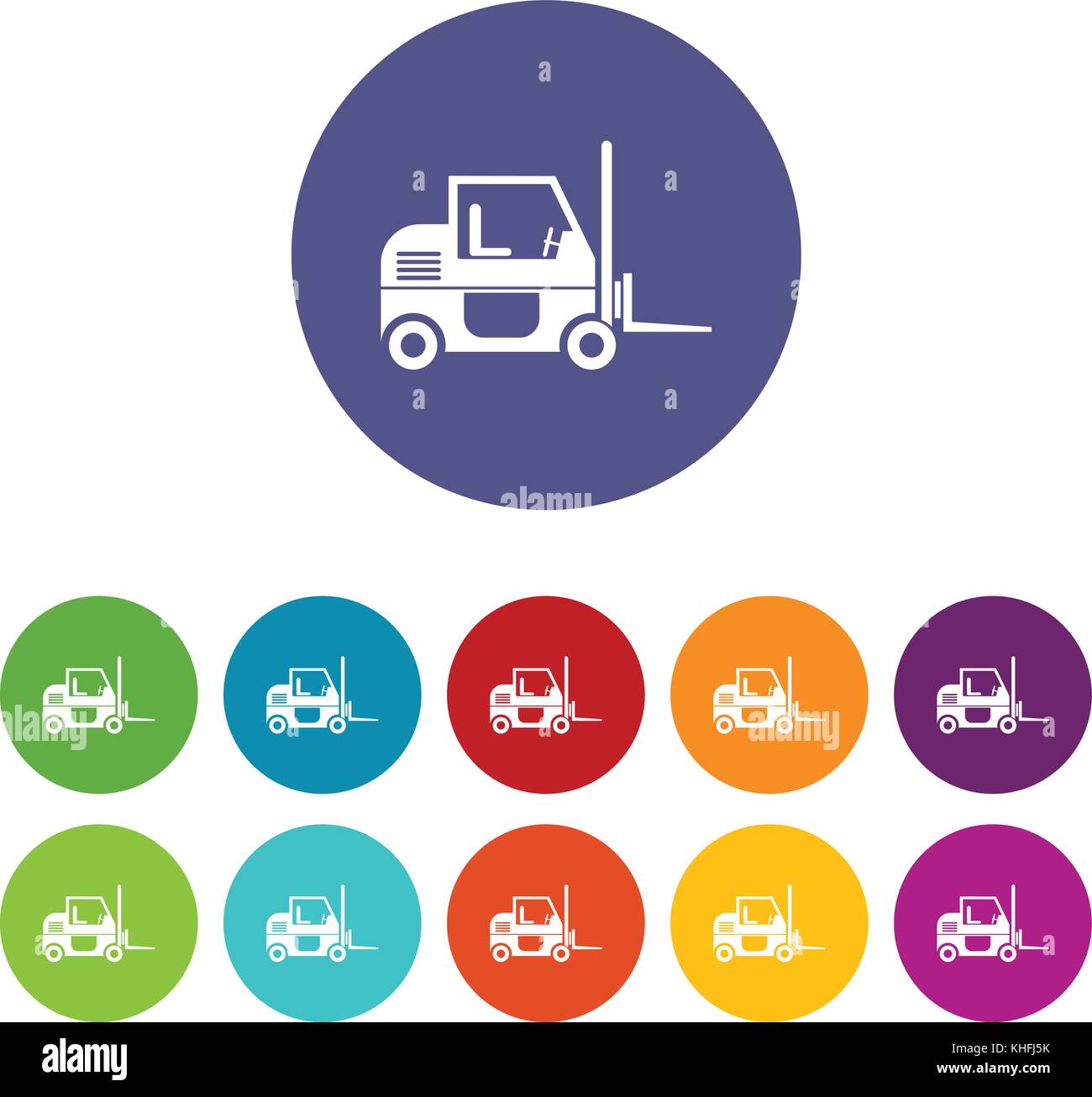 Forklift set icons in different colors isolated on white background ...