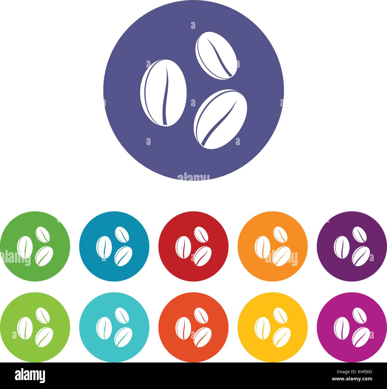 Coffee beans set icons in different colors isolated on white background ...