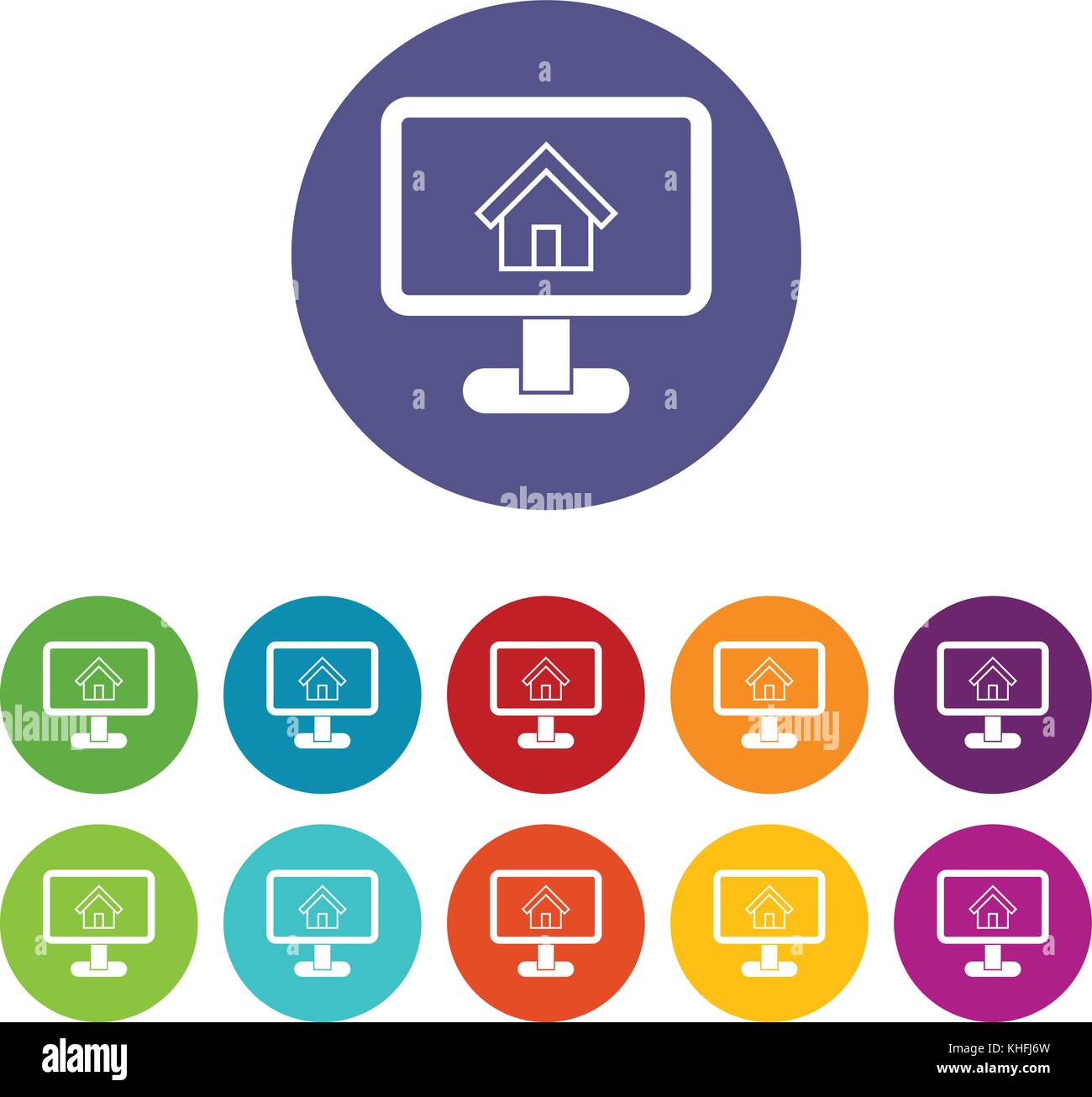 Layout of house set icons in different colors isolated on white ...