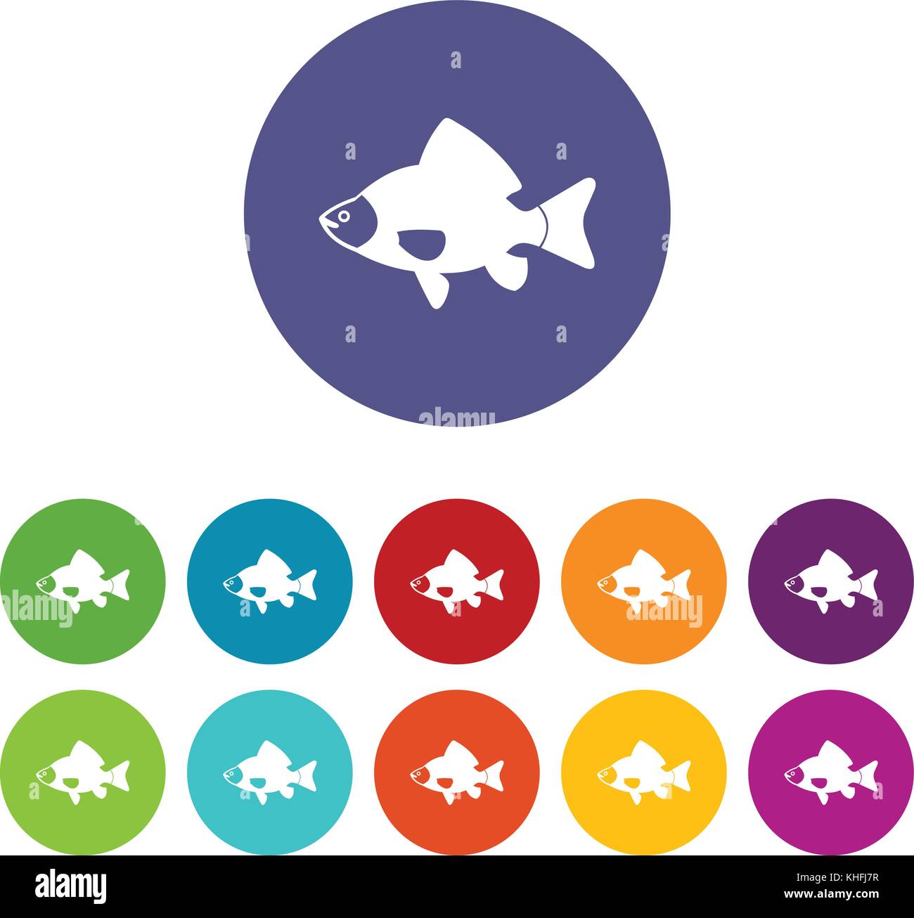 Fish set icons in different colors isolated on white background Stock ...
