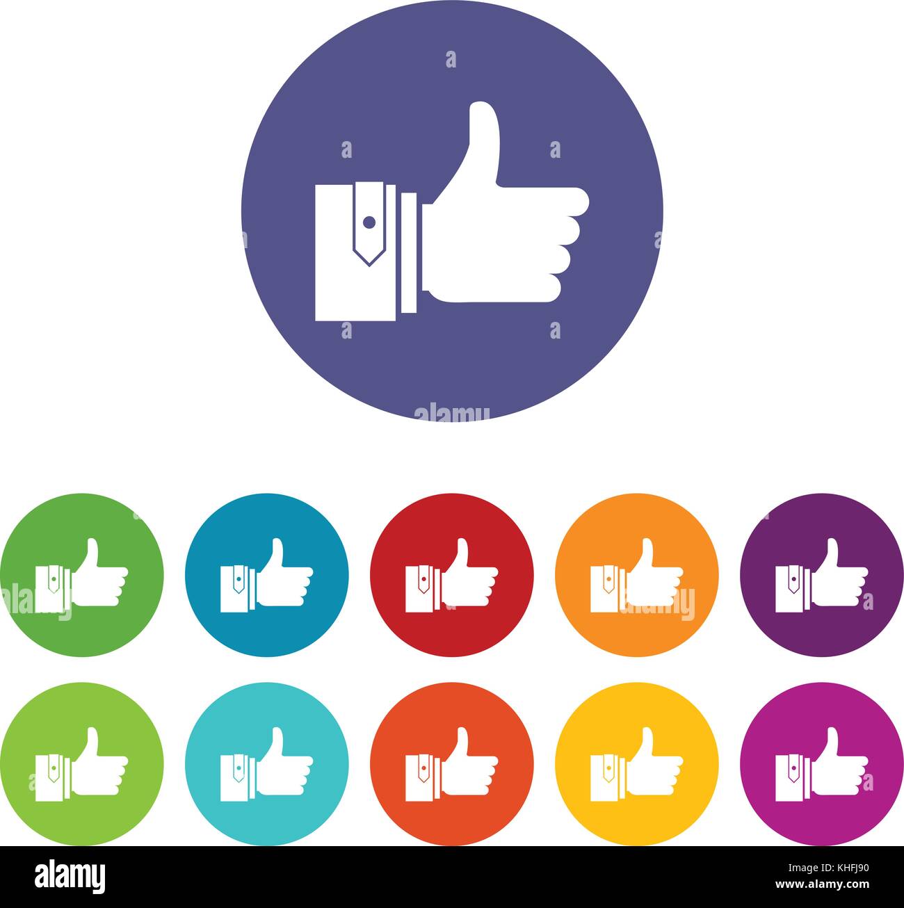 Thumbs up set icons in different colors isolated on white background ...