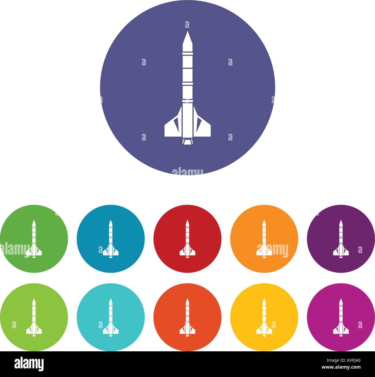 Atomic rocket set icons in different colors isolated on white ...