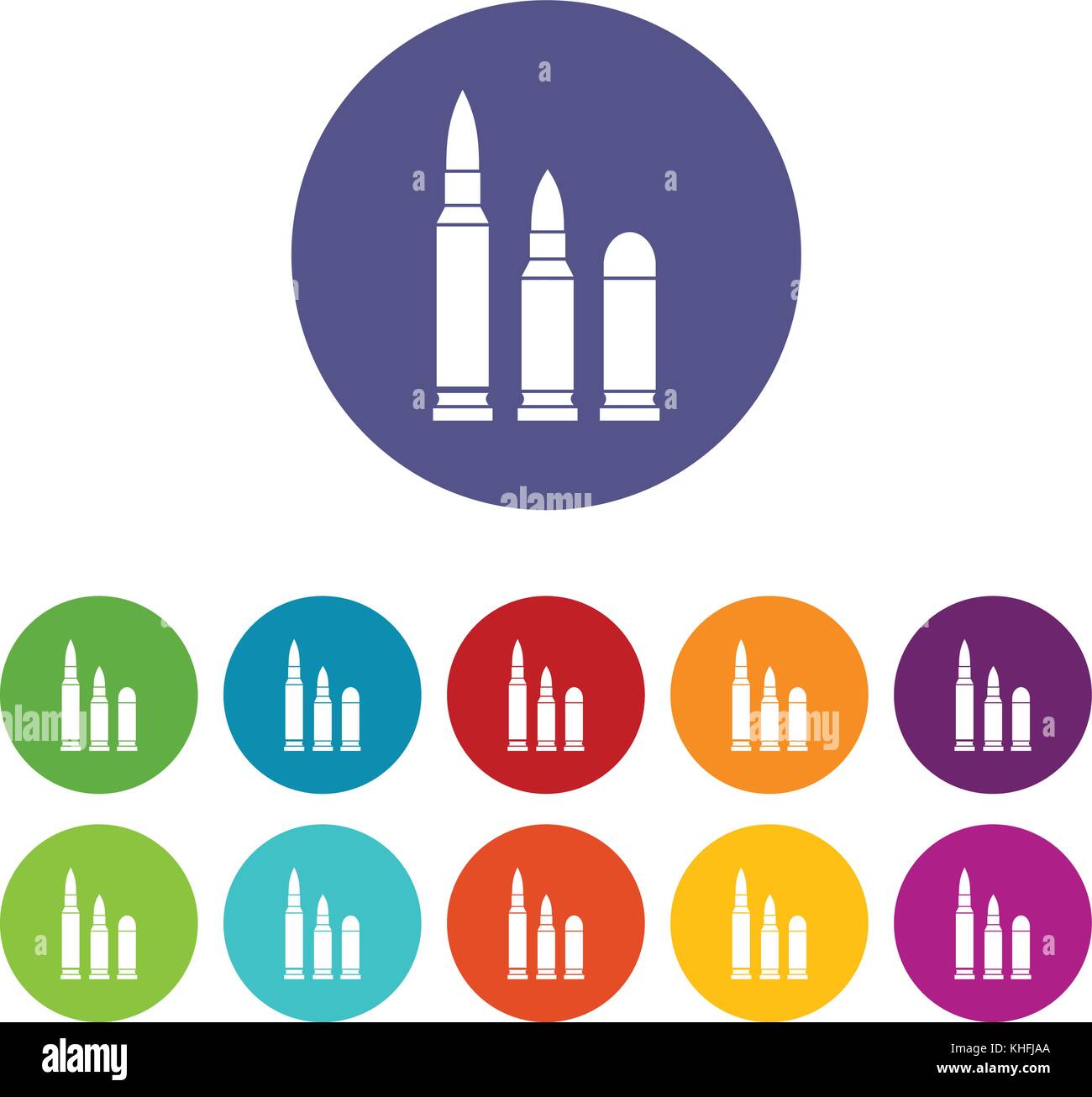 Bullets set icons in different colors isolated on white background ...