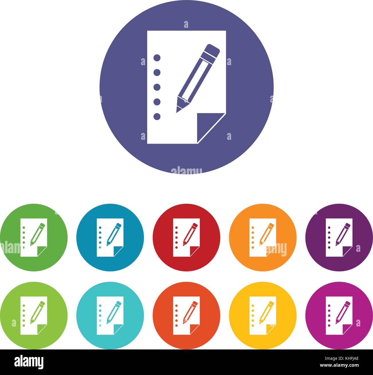 Notebook set icons in different colors isolated on white background ...