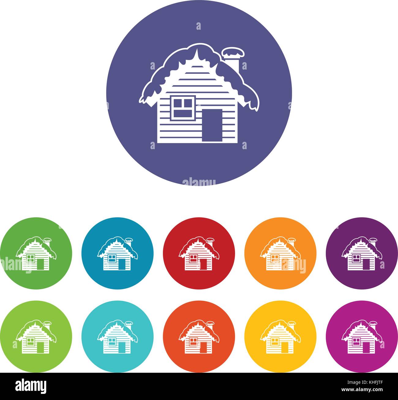 Wooden house covered with snow set icons Stock Vector Image & Art - Alamy