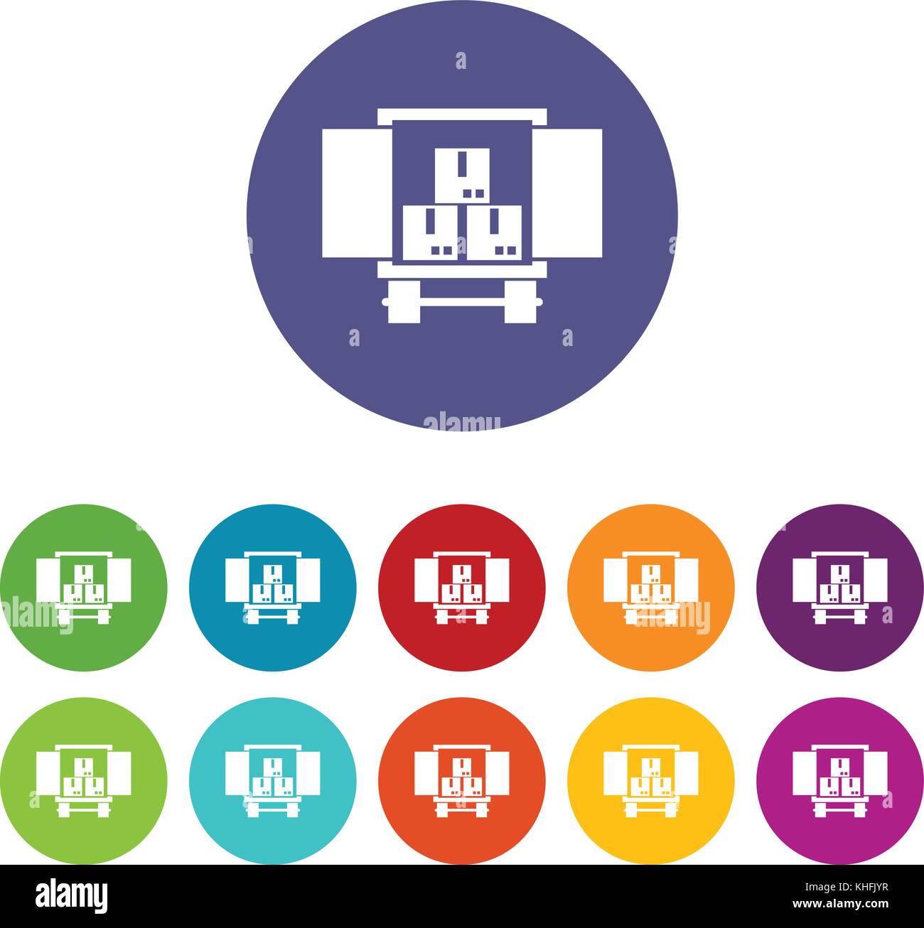Cargo truck with load set icons Stock Vector Image & Art - Alamy